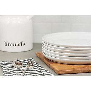 Double Line 10.5" Dinner Plate, Set of 6, White