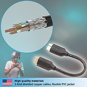 valonic Short HDMI Cable - 0.6 ft, 4k, high Speed, Ultra HD, ethernet - Compatible with Nintendo, PS5, TV, PS4, Xbox, Black, Small, Thin
