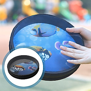 Bstinay 10Inch Ocean Drum Hand Percussion with Hardwood Shell Ocean Sound Drum Musical Instrument for Home School