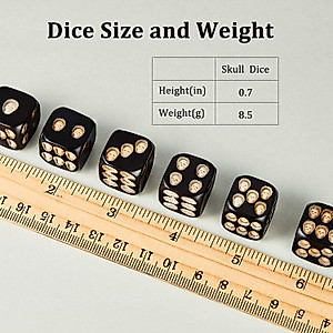 10 Pieces Black Skull Dice Halloween Dice 3D Skeleton Dice Decorative Mini Skull Face Gaming Dice 0.7 Inch Cube Dice with Flannel Bag for Club Pub Halloween Party