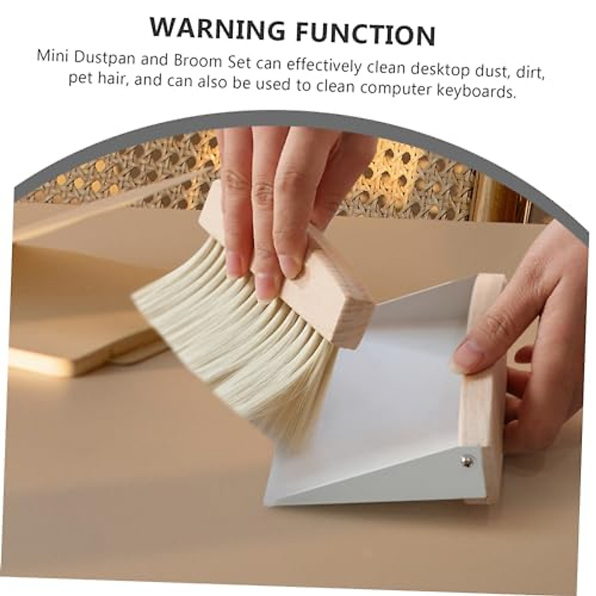 JEWEDECO 1 Set Small Broom Dustpan Trash Can Mini Desktop Broom Handheld Keyboard Housekeeping Cleaning Broom Tabletop Pan and Brush Car Hand Broom Brush Small Work Desk Nylon White