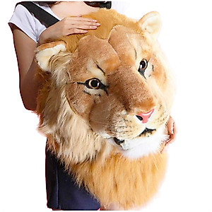 WYIKE Domineering 3D Animal Head Backpack Bengal Tiger Head Backpack/Lion Head Backpack and Wall Mount (Large, Lion)