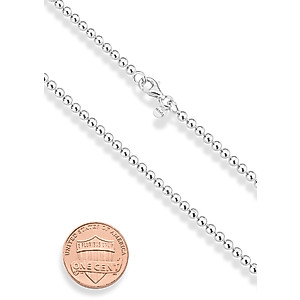 Miabella 925 Sterling Silver 3mm Round Bead Ball Chain Anklet Ankle Bracelet for Women, Jewelry Made in Italy (Length 9 Inch (X-Small))