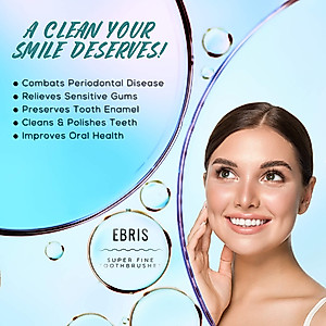 Ebris Saber Series Extra Soft Toothbrushes for Adults (3 Pack) | Soft Bristle Toothbrush, Over 10,000 Nano Sized Charcoal Bristles, Perfect Brush for Teeth Cleaning, Extra Gum Care & Enamel Protection