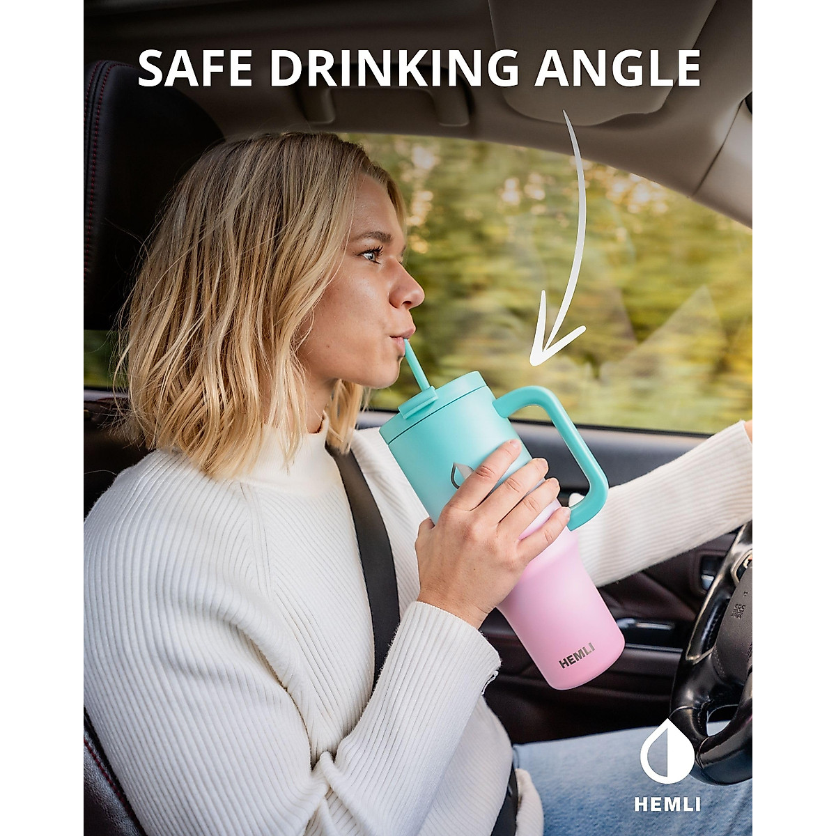 40 Oz Tumbler with Handle and Straw, Insulated Tumbler with Leakproof 2-in-1 Lid and Straw, Reusable and Portable Water and Coffee Stainless Steel Travel Mug, Vacuum Insulated (Iridescent)