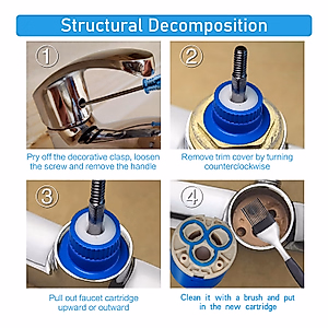 35mm Ceramic Faucet Cartridge Replacement, 35mm Faucet Cartridge Replacement for Single Handle Kitchen Basin Shower Faucets, Ceramic Faucet Valve