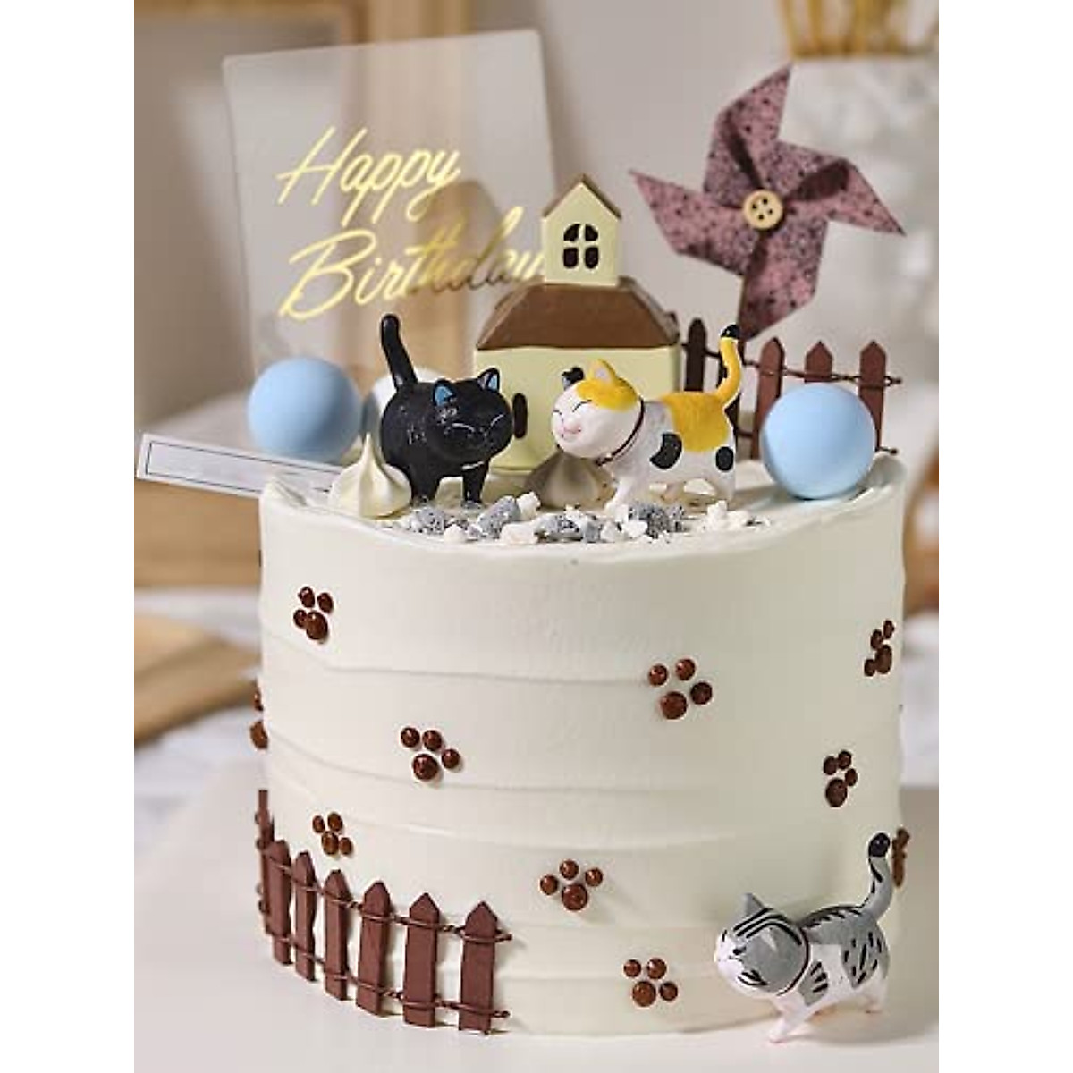 9 PCS Cute Miniature Cats Landscape Lovely Cats Figurines Fairy Home Garden Animals Kitten Adorable Cupcake Christmas Birthday Gift for Home Garden Decor Ornament Supplies