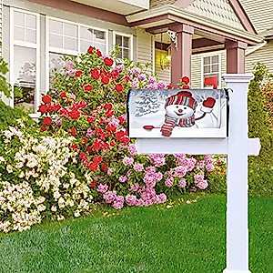 Duduho Winter Snowman Mailbox Cover Magnetic Winter Mailbox Wraps Post Box Cover Décor 21x18 in