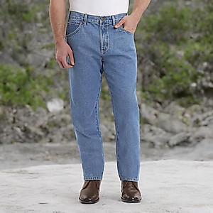 Rivets Supply & Company Men's Workwear Rugged Straight Fit, Medium Light Wash, 36W x 30L