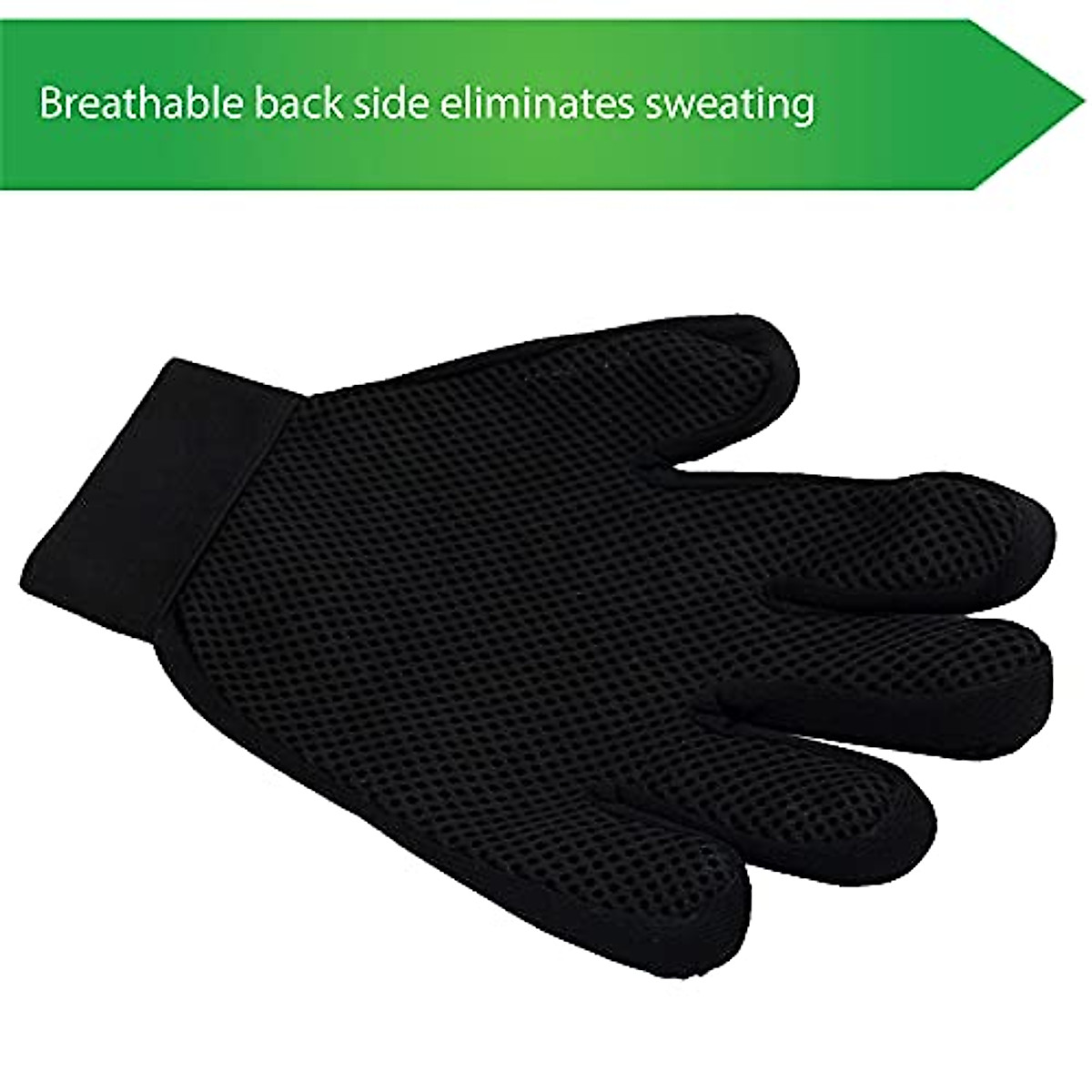 Pet Grooming Glove - Gentle Deshedding Washing Brush Glove - Efficient Pet Hair Remover Mitt - Enhanced Five Finger Design - Perfect for Dog & Cat Kitten Puppy with Long & Short Fur - Right Hand