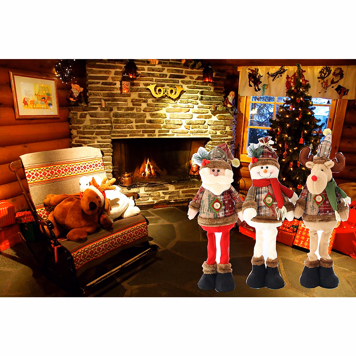 GIANTHONG Snowman Reindeer Santa Claus Christmas Decorations Figurine Christmas Ornament Standing Home Decorations Doll