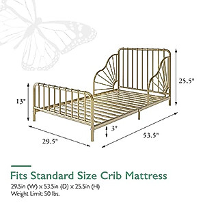 Little Seeds Quinn Whimsical Metal Toddler Bed, Gold