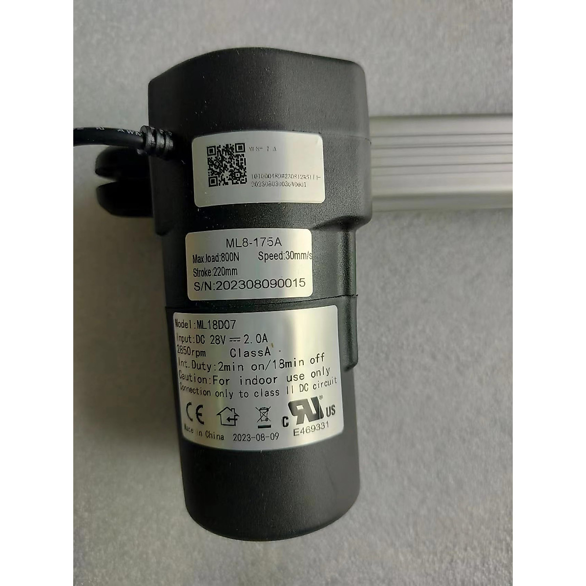 Kroshine Power Recliner Motor Replacement with Cord Model ML8-175 ML8-175A Linear Actuator for Sofa Lift Chair Couch Massage Seat Bed, Aluminum