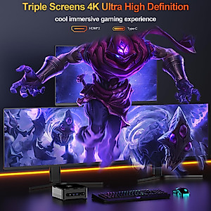 RINGREAT Mini PC 16GB DDR4 512GB SSD 11th Gen N5105 (up to 2.9GHz) Micro PC Desktop Computer with Dual Gigabit Ethernet Support 3*HDMI/3*USB 3.1/Bluetooth 4.2/Dual-WiFi RGB Light