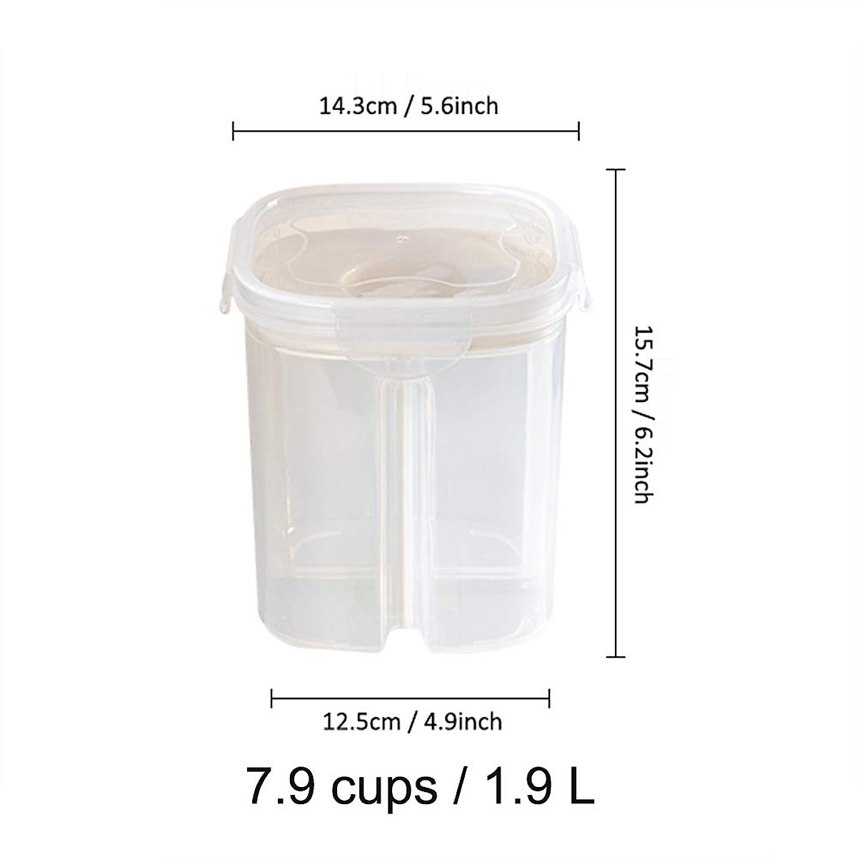 AIKENR Airtight Food Storage Containers with Lids, Cereal Dry Food Storage Container for Keeping Food Dry & Fresh, Clear Plastic Cereal Storage Box Ideal for Candy Snacks 1.9L