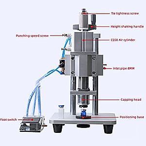 Jieotwice Aluminum Plastic Cap Sealing Machine Pneumatic Semi-Automatic Capping Machine Oral Medicine Penicillin Glass Bottle Vial Bottle (13MM)
