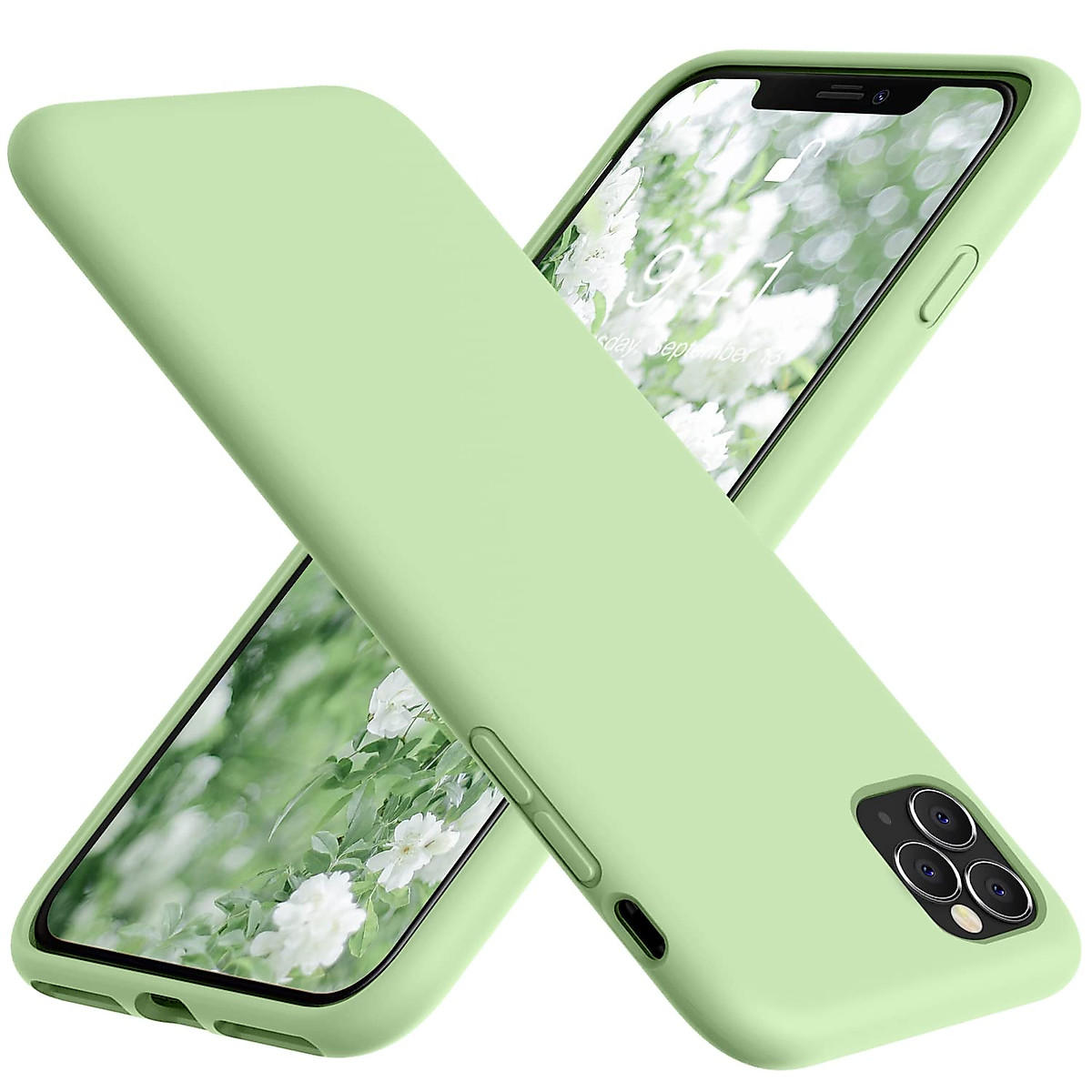 Vooii for iPhone 11 Pro Case, Soft Liquid Silicone Slim Rubber Full Body Protective iPhone 11 Pro Case Cover (with Soft Microfiber Lining) Design for iPhone 11 Pro - Matcha