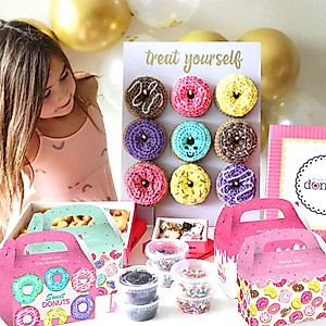 12 PCS Donut Party Bags Donut Party Boxes For Kids Birthday Donut Party Favor Box Donut Goodie Bags Sweet Doughnut Favor Donut Party Supplies