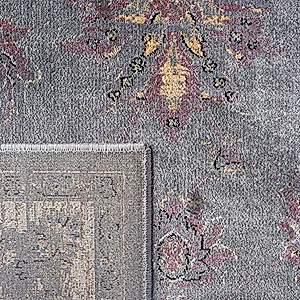 SAFAVIEH Vintage Collection Area Rug - 10' x 14', Grey & Multi, Oriental Distressed Viscose Design, Ideal for High Traffic Areas in Living Room, Bedroom (VTG117-2770)