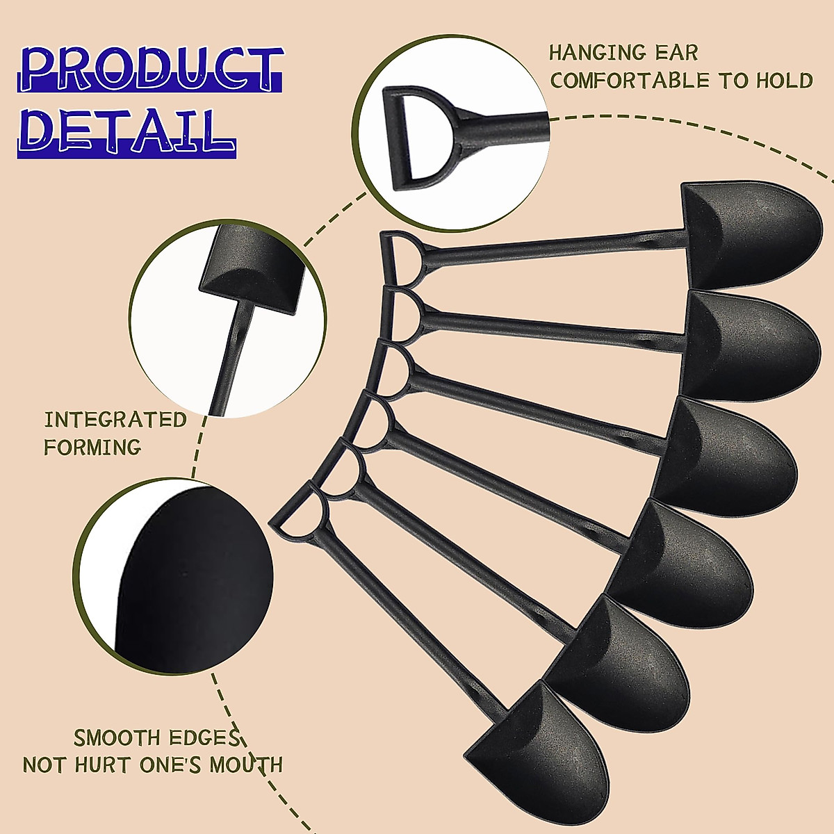 OaaXbbECco Novelty Mini Shovel Shape Spoons Cute Disposable Plastic Dessert Spoons (100)