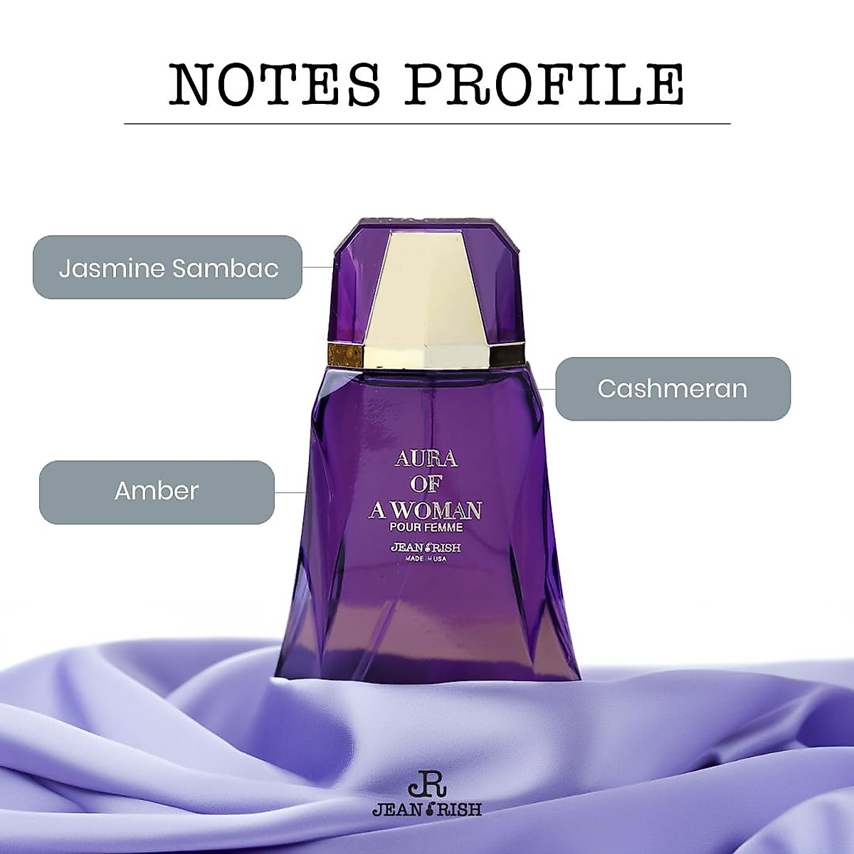 Jean Rish Aura of a Woman Eau De Parfum (3.4 Fl Oz / 100ml) Perfume for Women with Jasmine & Amber Notes - Long Lasting and Luxury Fragrance