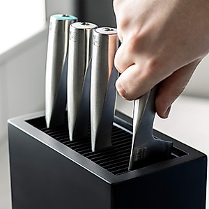 Rockingham Forge Universal Upright Knife Block Holder for 20 Knives Blades up to 20cm Long, 18.5 x 10.5 x 22.5 cm, Matt Black