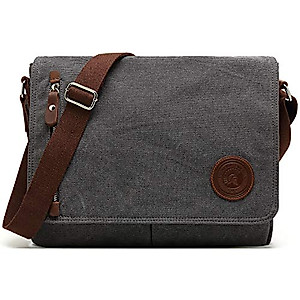 Vintage Men's Canvas Messenger Bag Laptop Shoulder Satchel Crossbody (M36_Grey)