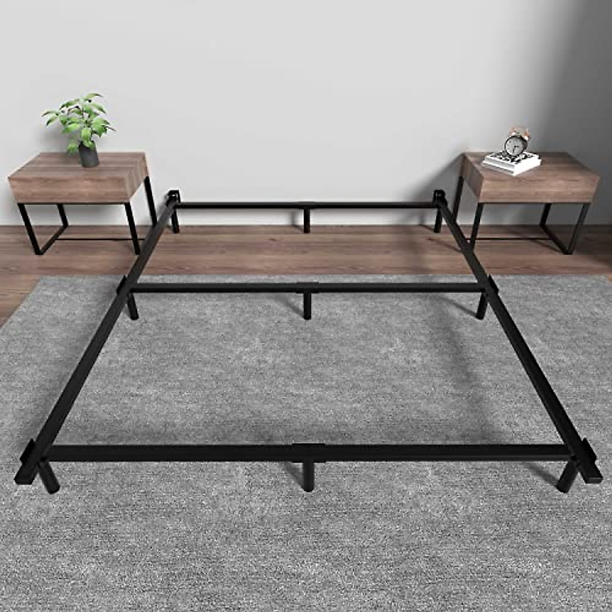 ANBLIZE Queen Size Bed Frame 7 Inch Heavy Duty Meta Bedframe for Box Spring and Mattress Set 9-Leg Weight Support 3000LBS Tool-Free Easy Assembly，Black