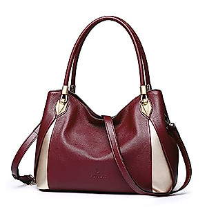 iFOXER eather Handbags for Women Genuine Cow Leather Ladies Tote with Adjustable Shoulder Strap Women's Top-handle Bags Womens Fashion Messenger Bags Crossbody Bag Designer Shoulder Bags (Black)