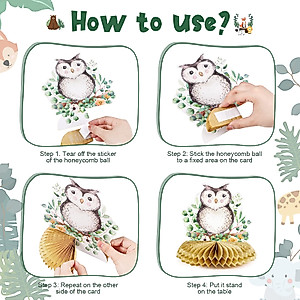 Fumete 9 Pack Woodland Animals Honeycomb Centerpieces 3D Table Topper Woodland Animals Centerpieces Woodland Baby Shower Decorations for Girl Boy Forest Theme Baby Shower Birthday Party Camping Decor