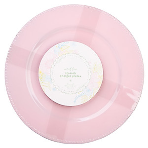 Palais Dinnerware 'Plaque De Charge' Collection - 13" Elegant Charger Plate (4, Pink with Bead Finish)