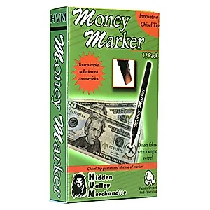 Money Marker (12 Counterfeit Pens) - Counterfeit Bill Detector Pen with Upgraded Chisel Tip - Detects Fake Counterfit Bills, Universal Currency Detectors Pack