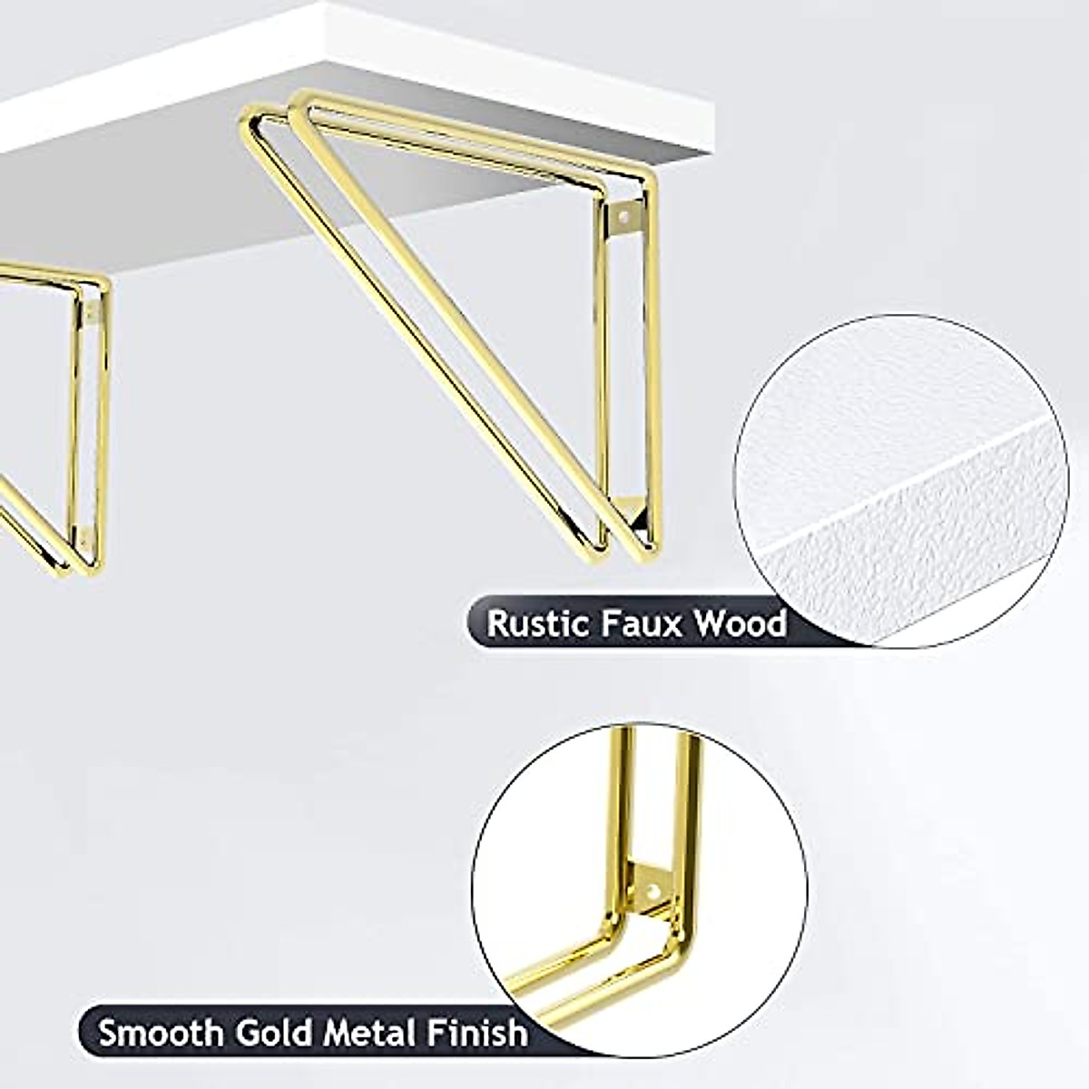 White Floating Shelves，Wall Mounted Decor Set of 3，Hanging Wall Shelves for Living Room, Bedroom, Kitchen,Office