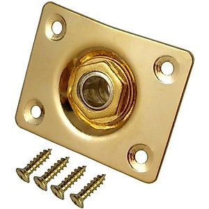 Square Metal 1/4 Output Jack Plate Input Jack Socket for Electric Guitar Bass (Gold)