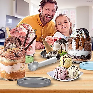 AZLESLOG 16 oz. Containers | Extra Replacement Pints and Lids - Compatible with NC300, NC301,CN305A, NC299AM Series Ice Cream Makers, Airtight and Dishwasher Safe (Pink+Blue+Green+Grey-4 Pack)