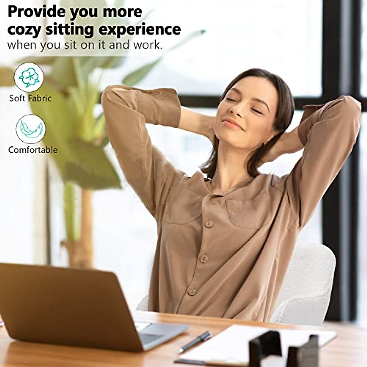 Modern Teddy Home Office Chair, Upholstered Cute Desk Chair with Gold Metal Legs, Adjustable Swivel Task Chair with Wheels, Vanity Chair for Girls Women Small Space Bedroom Study Makeup, White