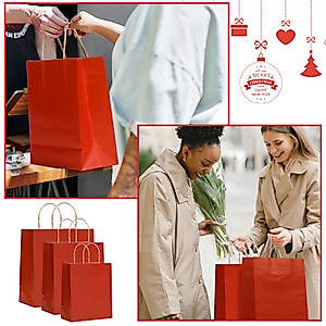 Qilery 30 Pcs Red Gift Bags with Handles Valentine Day Gift Bags Bulk Kraft Paper Treat Bags Candy Goodies Bags for Shopping Valentine's Day Wedding Birthday Party Favor Supplies,Small, Medium, Large