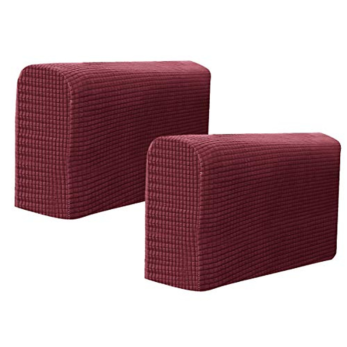 SEWACC Chair Arm Protectors Universal Sofa Armrest Cover Stretch Armchair Slipcover Protector Elastic Recliner Couch Loveseat Cloth 2pcs for Home Office (Claret)