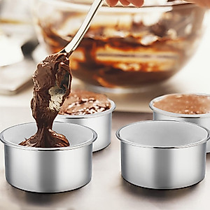 TeamFar 4 Inch Cake Pans, Stainless Steel 4 PCS Small Round Cake Pan Set for Baking Roasting, Non-Toxic & Sturdy, Non-Stick & Heat-Resistant, Dishwasher Safe