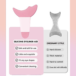 Deacocal Eyeliner Stencils 4Pcs Reusable Silicone Eyeliner Aid Mascara Shield Eyeliner Eyelash Eyeshadow Lipstick Applicator Guide Tool Multifunctional Eye Makeup Tool Easy to Use (Pink)