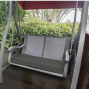 Faible Poisson Outdoor Cushion Covers, 36 x 18 Inch Water Resistant Bench Cushion Cover with Handle and Anti-Slip Straps Replacement Cushions Covers for Patio Backyard Furniture, Dark Grey