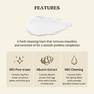 SKINFOOD Egg Perfect Pore Cleansing Foam 150ml - Egg Yolk, Albumin Contained Pore Refining Facial Foam Cleanser - Removes Impurities from Pores (5.07 fl.oz.)