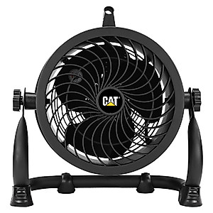 CATERPILLAR CAT HVD-9AC - 9" High-velocity Drum Air Circulator Fan with 360-degree Pivoting Head and Dual Ball Bearing 4-speed Motor, Black