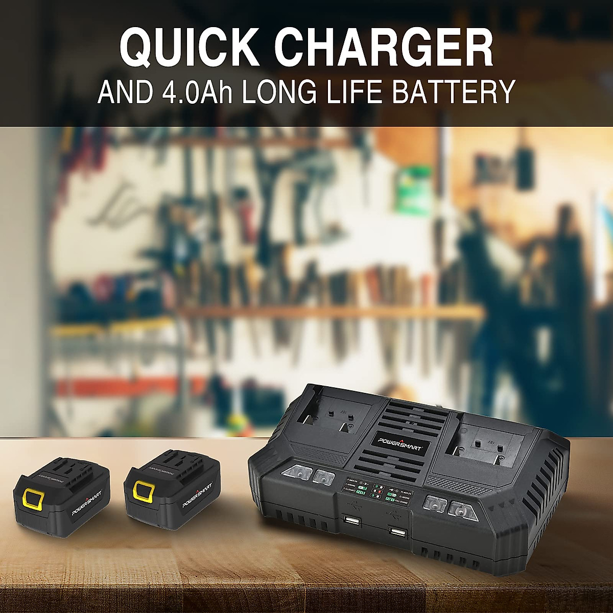 PowerSmart 40V 12" Cordless Tiller/Cultivator, Two 20V 4.0Ah Battery and Charger Included