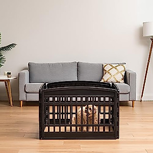IRIS USA 24" Dog Playpen, 4-Panel Pet Playpen, Puppy Playpen, Indoor/Outdoor Dog Pen, 35 x 35 x 24, Foldable, Fold It Down, Easy Storing, Customizable, Black