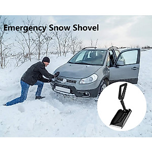 ELIVERN Foldable Snow Shovel, Compact Snow Shovel with Comfortable D-Grip Handle and Durable Aluminum Edge Blade, 13"-26" Portable Snow Shovel for Car, Truck, SUV (9" Blade)