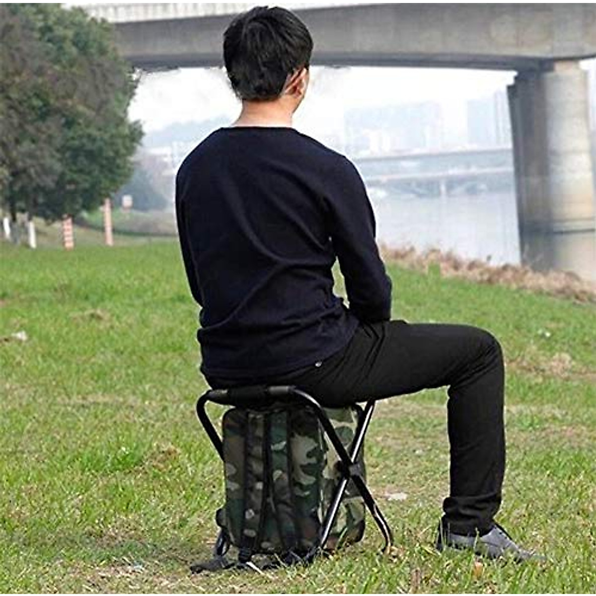 HTTMT - Foldable Outdoor Multi-Function Fishing Backpack Beach Chair Stool w/Cooler Bag [Item Number: ET-Seat001]