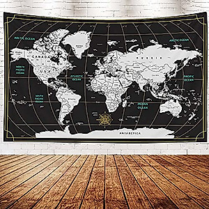CAPSCEOLL World Map Tapestry Wall Tapestry World Geographical Distribution Tapestry for Men 80X60 Inches