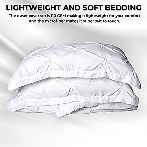 Tribeca Living King Duvet Cover Set, Plain Bed Set, Pintuck Microfiber, Wrinkle Resistant, Three Piece Set Includes One Duvet Cover and Two Sham Pillowcases, Sydney/Purple