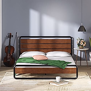 ZINUS Therese Metal Platform Bed Frame / No Box Spring Needed / Wood Slat Support / Easy Assembly, Queen